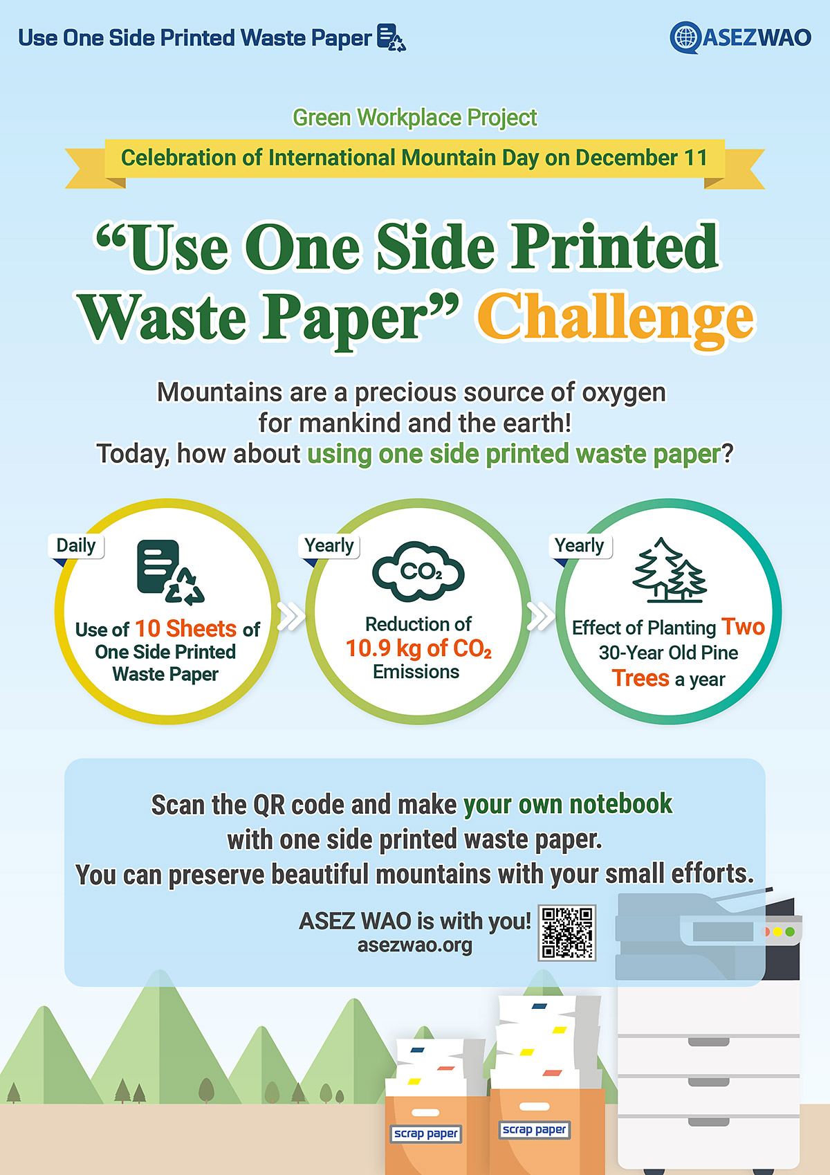 “Use One Side Printed Waste Paper” Challenge - ASEZ WAO
